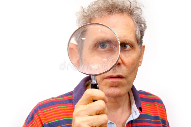 Hombre con lupa foto de archivo. Imagen de gris, ciencia - 6270818