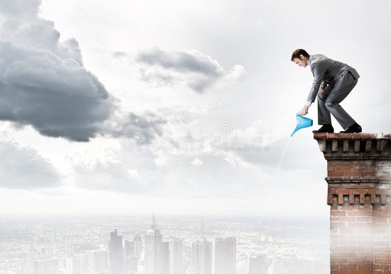Hombre De Negocios Y Bandera En La Pared Foto de archivo - Imagen de ...