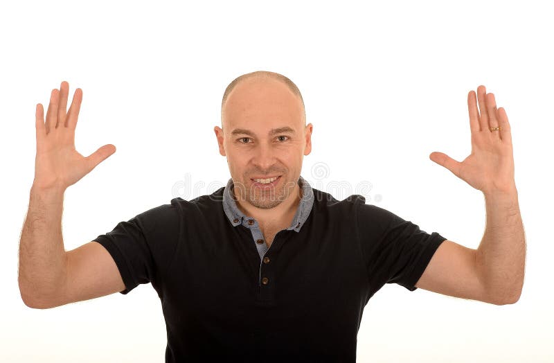 Hombre Con Los Brazos Extendidos Imagen de archivo - Imagen de medio ...