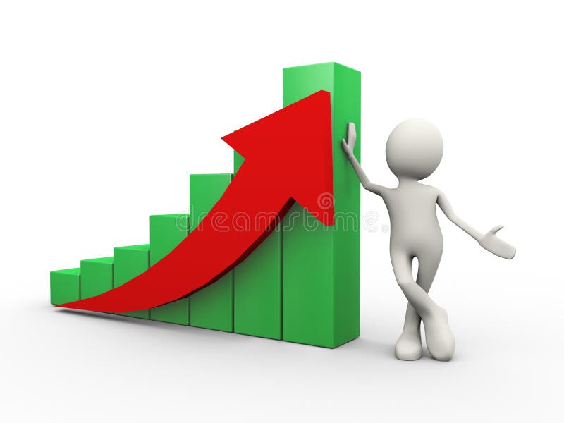 Hombre 3d Con La Flecha Creciente Del Progreso Stock de ilustración ...