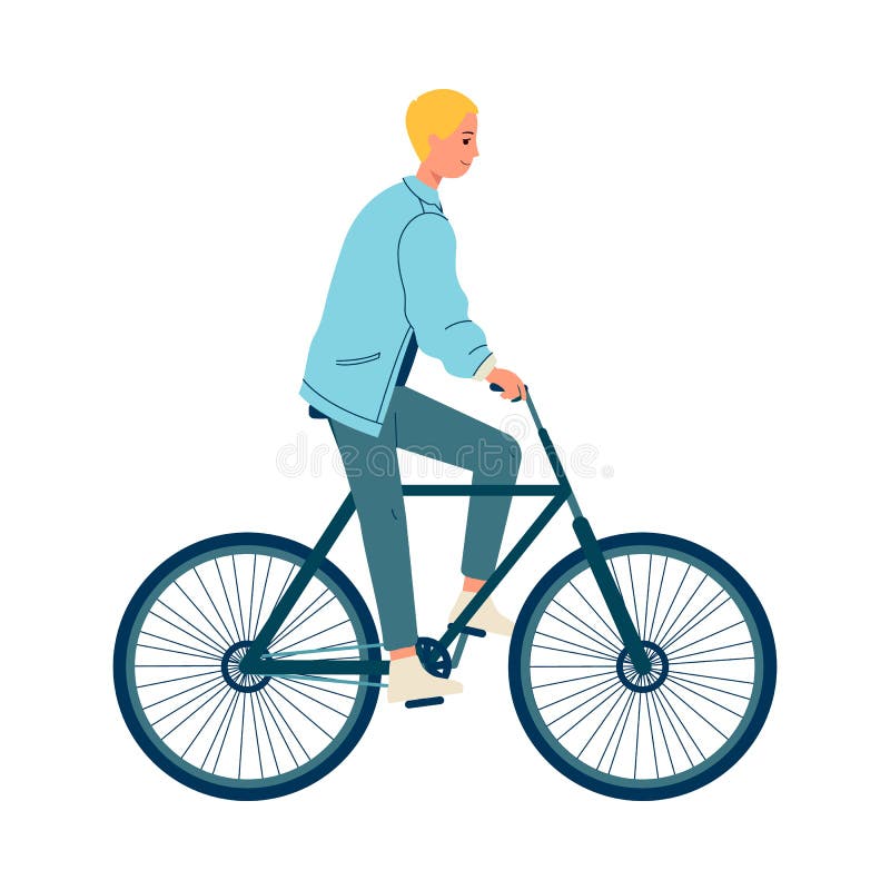 Hombre Joven Que Monta Una Bici - Personaje De Dibujos Animados Plano ... Hombre Joven Que Monta Una Bici - Personaje De Dibujos Animados Plano ...