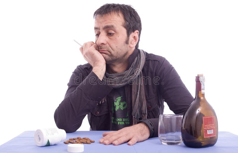 Hombre De Mirada Triste Que Se Sienta En El Vector Imagen de archivo ...