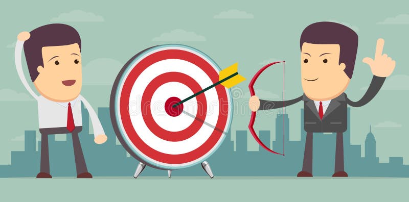 Hombre De Negocios Acertado Que Apunta La Blanco Ilustración del Vector ...