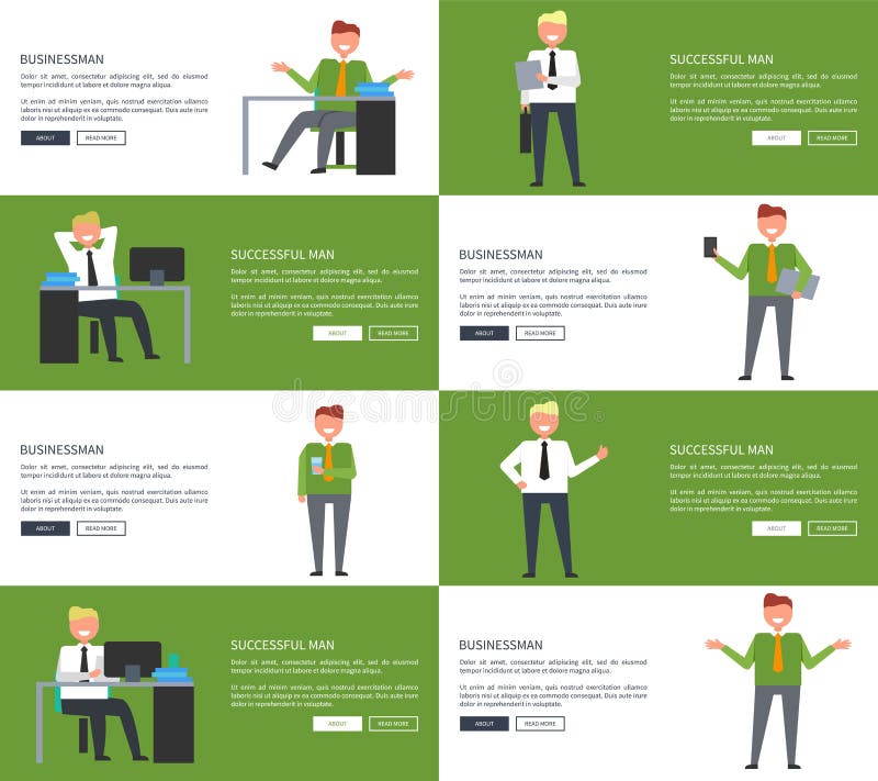 Hombre De Negocios Acertado Set De Ejemplos Ilustración del Vector ...