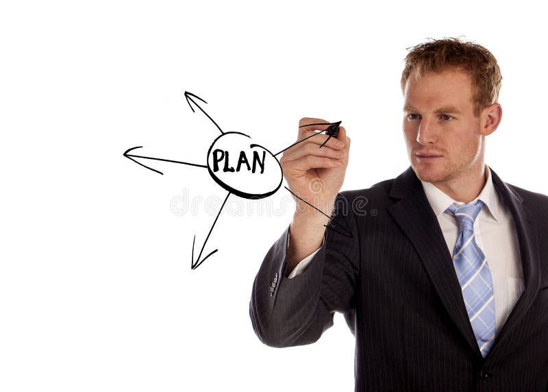 Hombre De Negocios Con Un Plan. Imagen de archivo - Imagen de pluma ...