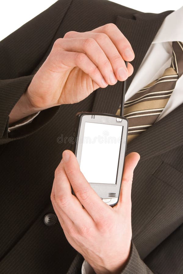 Hombre De Negocios Que Usa Un Pda Imagen de archivo - Imagen de manos ...