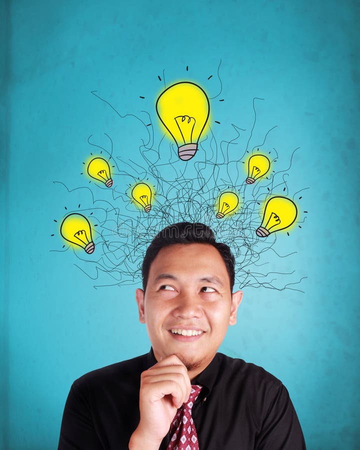 Hombre De Negocios Thinking Bright Idea Foto de archivo - Imagen de ...