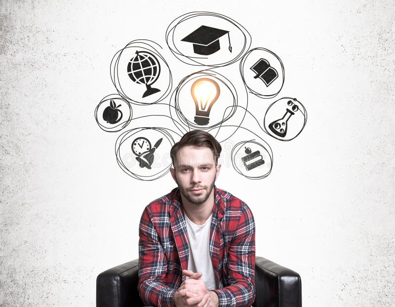 Hombre educado con ideas foto de archivo. Imagen de conocimiento - 84993778