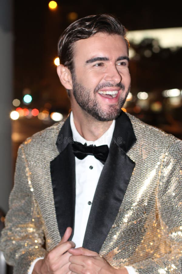 Hombre Atractivo En El Smoking Y La Corbata De Lazo Que Presentan En ...