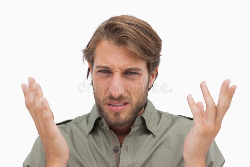 Hombre Irritado Gestuing En La Cámara Foto de archivo - Imagen de ...