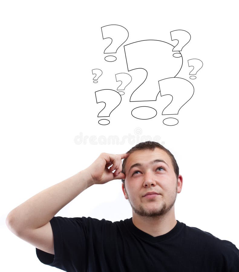 Hombre Joven Con El Signo De Interrogaciones Imagen de archivo - Imagen ...