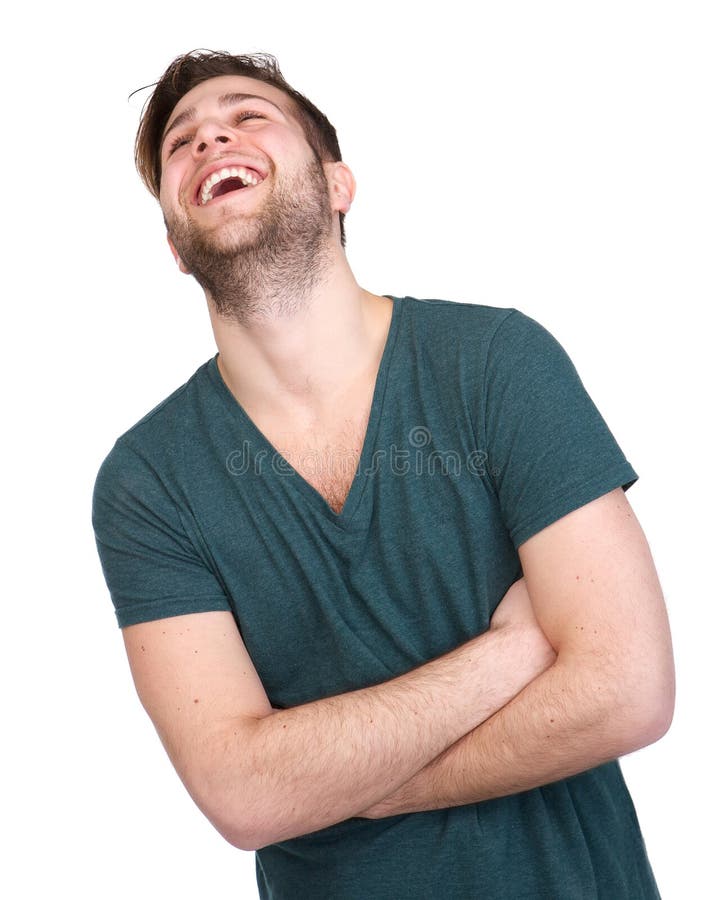 Hombre Joven Con La Risa De La Barba Foto de archivo - Imagen de ...