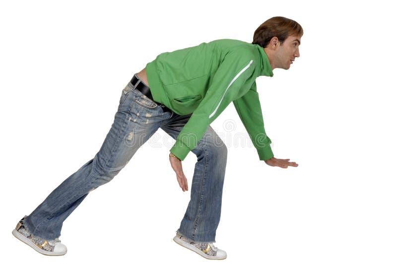 Hombre Joven Ocasional Que Se Agacha Foto de archivo - Imagen de ...