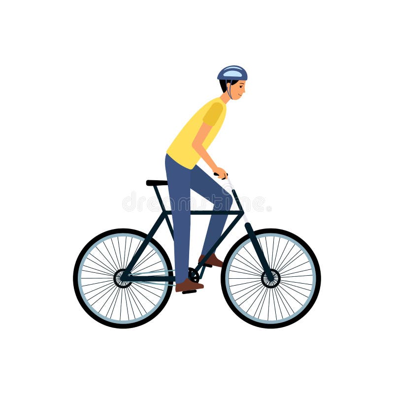 Hombre Joven Que Monta Una Bici - Personaje De Dibujos Animados Plano ... Hombre Joven Que Monta Una Bici - Personaje De Dibujos Animados Plano ...