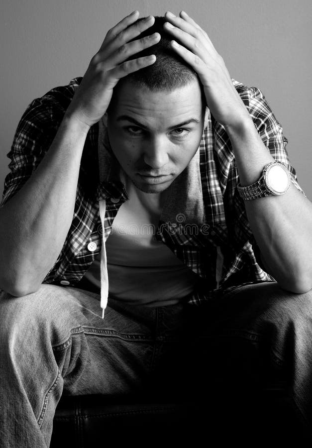 Hombre melancólico foto de archivo. Imagen de mental - 23520794