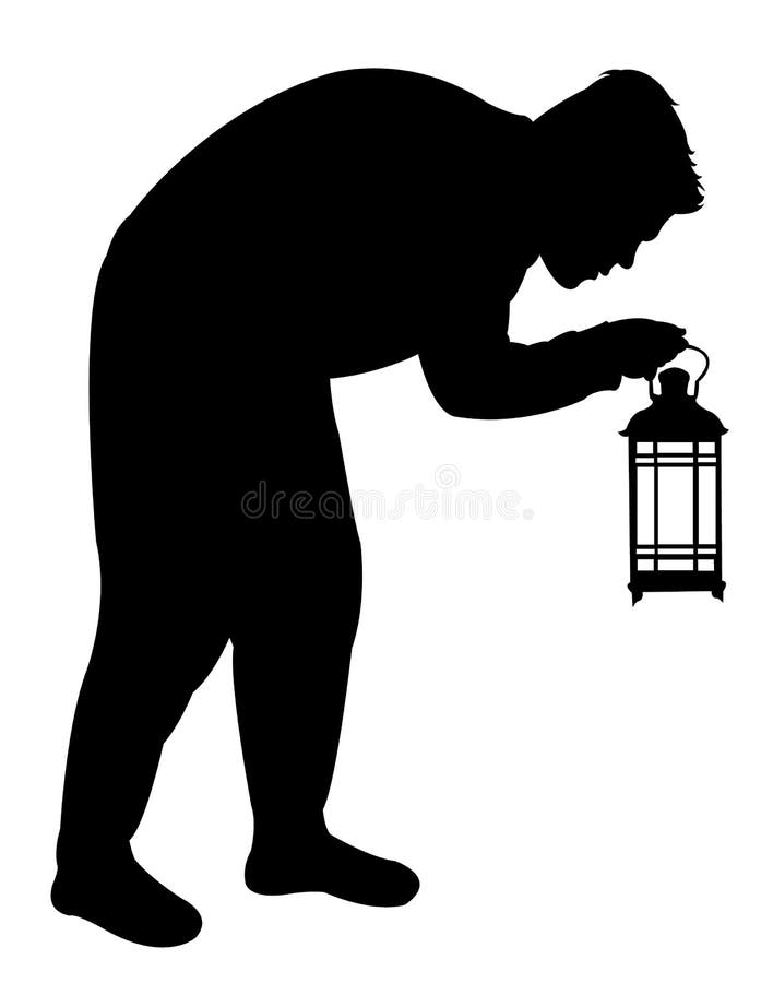 Hombre Que Busca Con La Linterna Ilustración del Vector - Ilustración ...