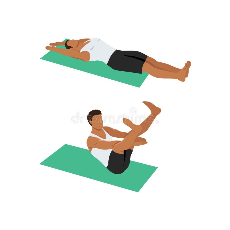 Hombre Que Hace Estrellamientos O Crunch Ejercicio Abdominal Stock De