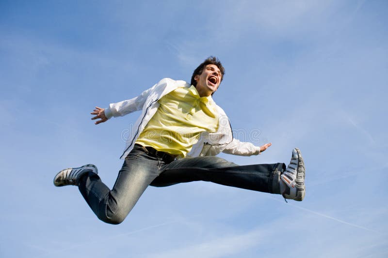 Hombre - saltando foto de archivo. Imagen de adulto, felicidad - 8538122