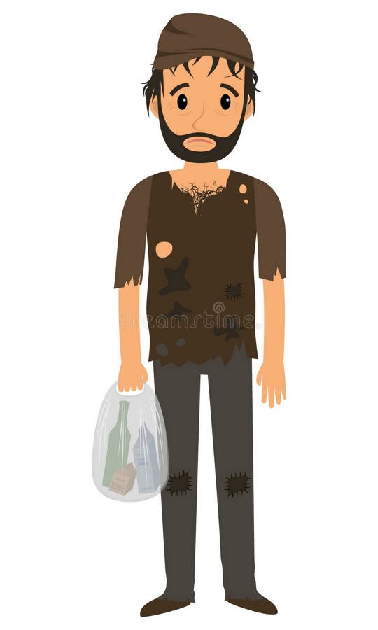 Hombre Sin Hogar En Ropa Vieja Sucia Ilustración del Vector ...