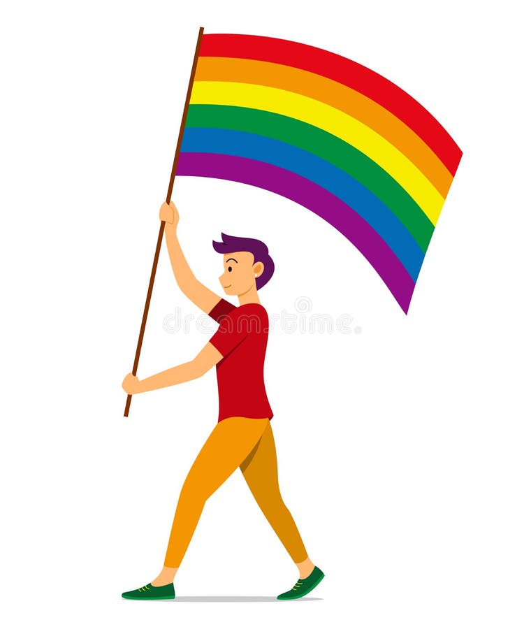 Concepto De Movimiento Lgbt El Amor Es Amor Gente Pequeña Con Bandera