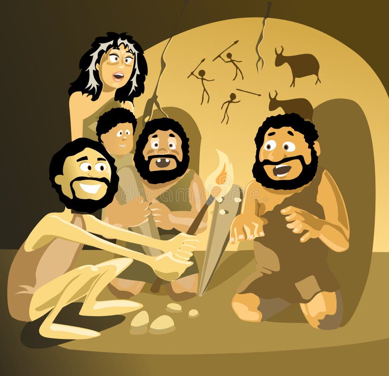 Iconos Prehistóricos Del Hombre De Las Cavernas De La Edad De Piedra Ilustración del Vector ...