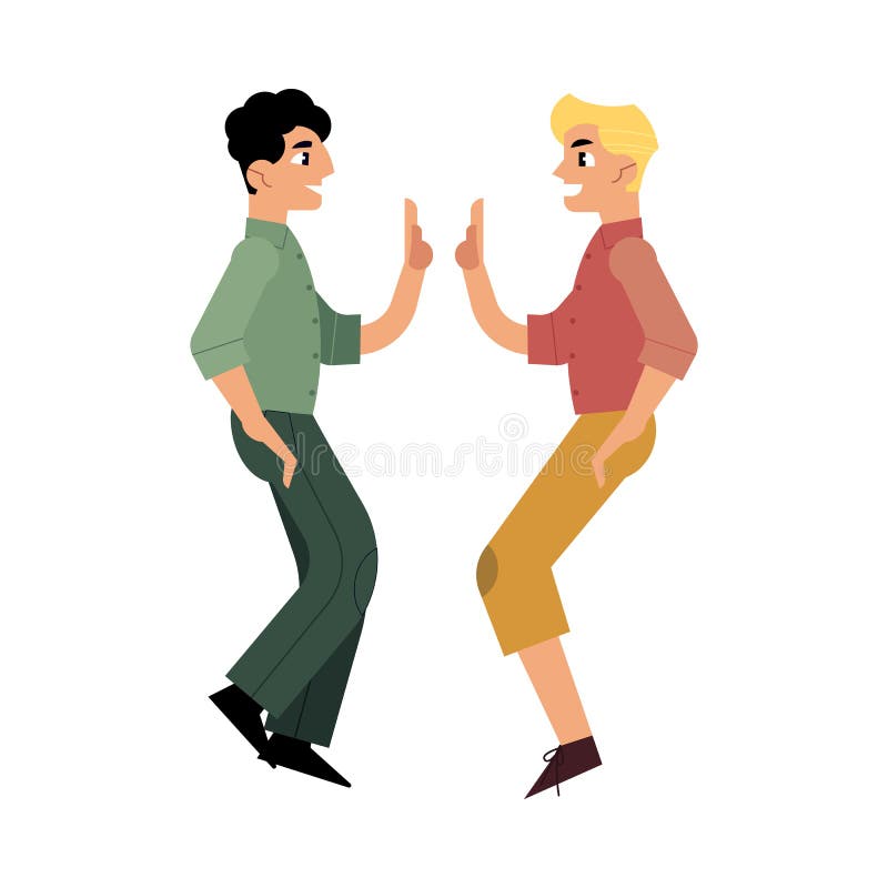 Hombres Planos Del Vector Dos Que Dan El Alto Cinco Ilustración del ...