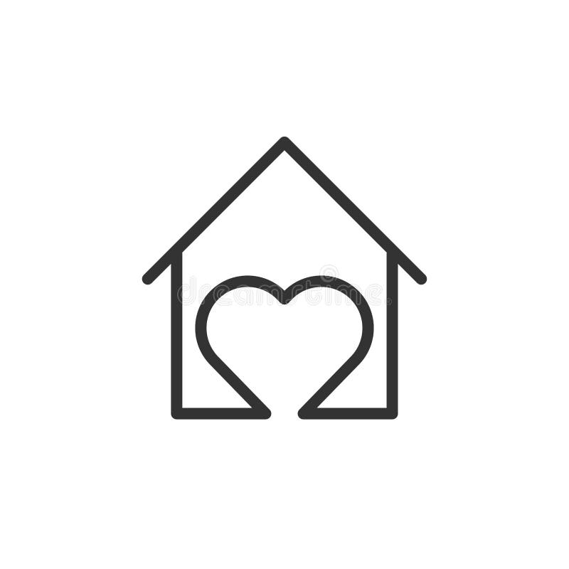 Home love line icon stock vector. Illustration of insurance - 183032672
