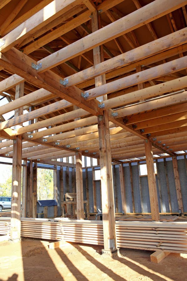 Wood Studs Framing for Two-Storey Home Stock Photo - Image of beam ...