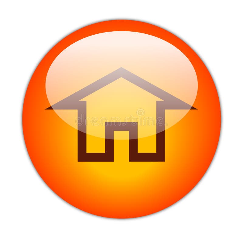 Home Icon Glassy Orange Round Button Stock Illustration - Illustration ...