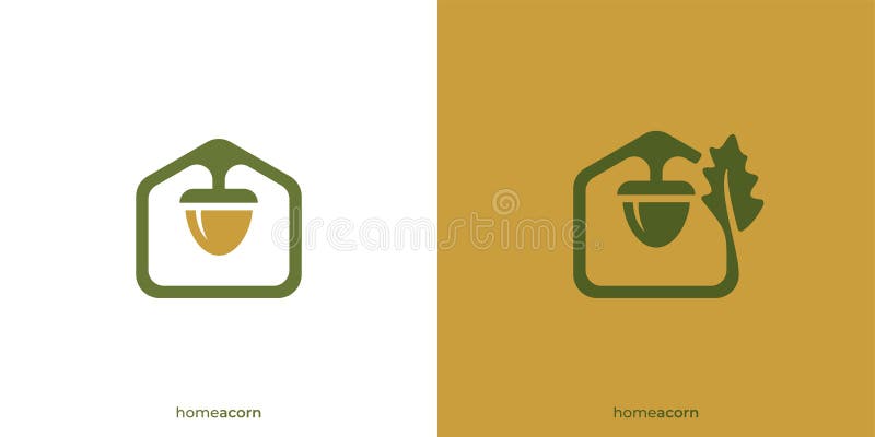 Home Acorn Logo. Home, House and Acorn with Minimalist Style Stock ...