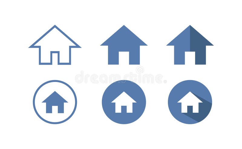 Home Address Flat Line Round Business Web Icon Set Stock Vector ...