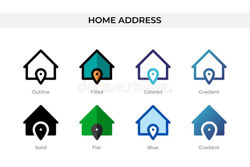 Home Address Icon in Different Style. Home Address Vector Icons ...