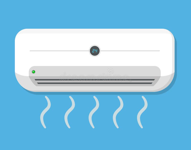 Home Air Conditioner Flat Design Stock Vector - Illustration of home ...