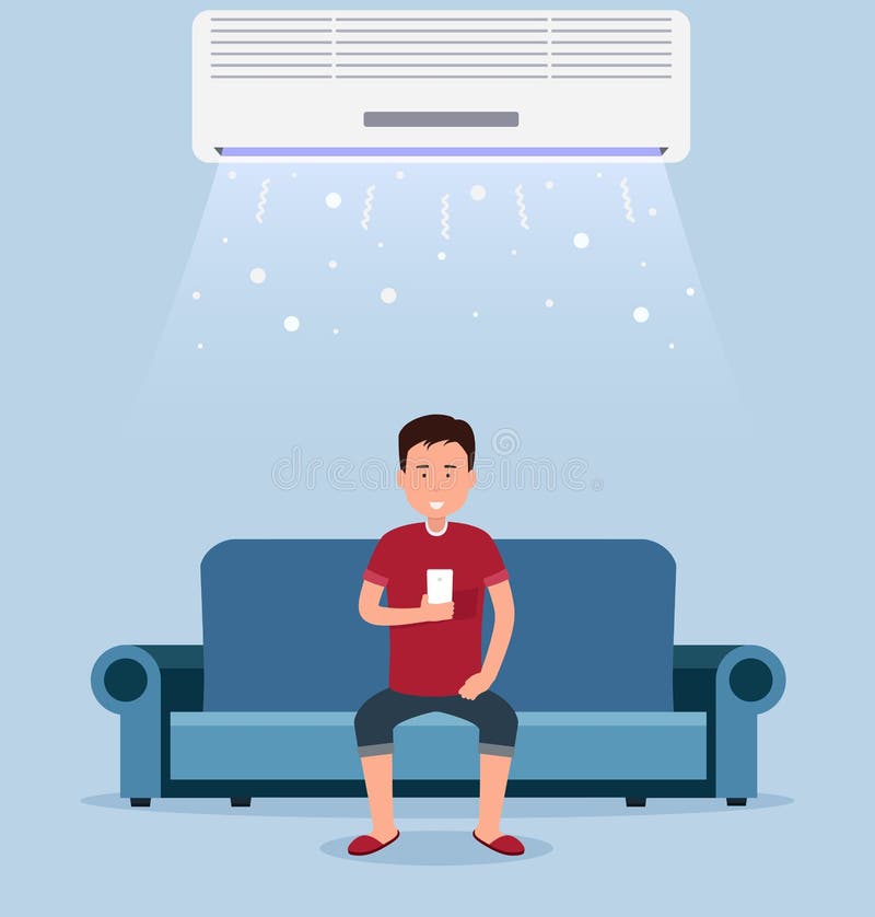 Home Air Conditioning, Room with Cooling. Stock Vector - Illustration ...