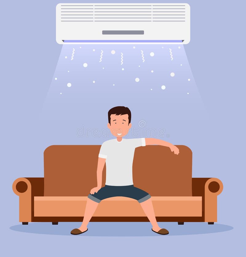 Home Air Conditioning, Room with Cooling. Stock Vector - Illustration ...