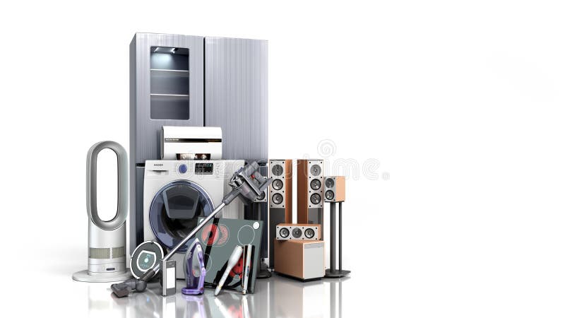 Home Appliances E Commerce or Online Shopping Concept 3d Render White ...