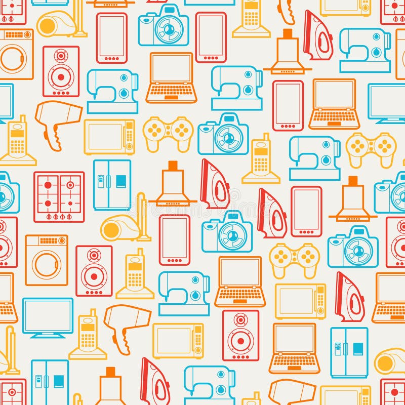 Home Appliances and Electronics Seamless Patterns Stock Vector ...