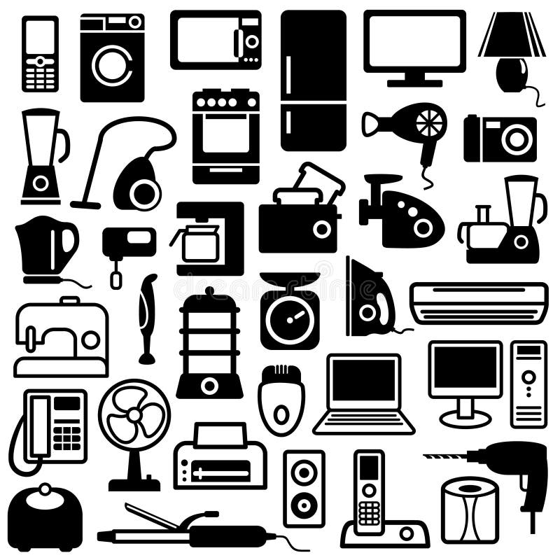 Home appliances icons stock vector. Illustration of electronics - 8958192