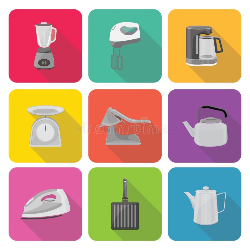 Home Appliances Icons in Flat Design Set 3 Stock Vector - Illustration ...