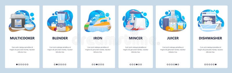 Home Appliances Kitchen Electronics. Mobile App Onboarding Screens ...