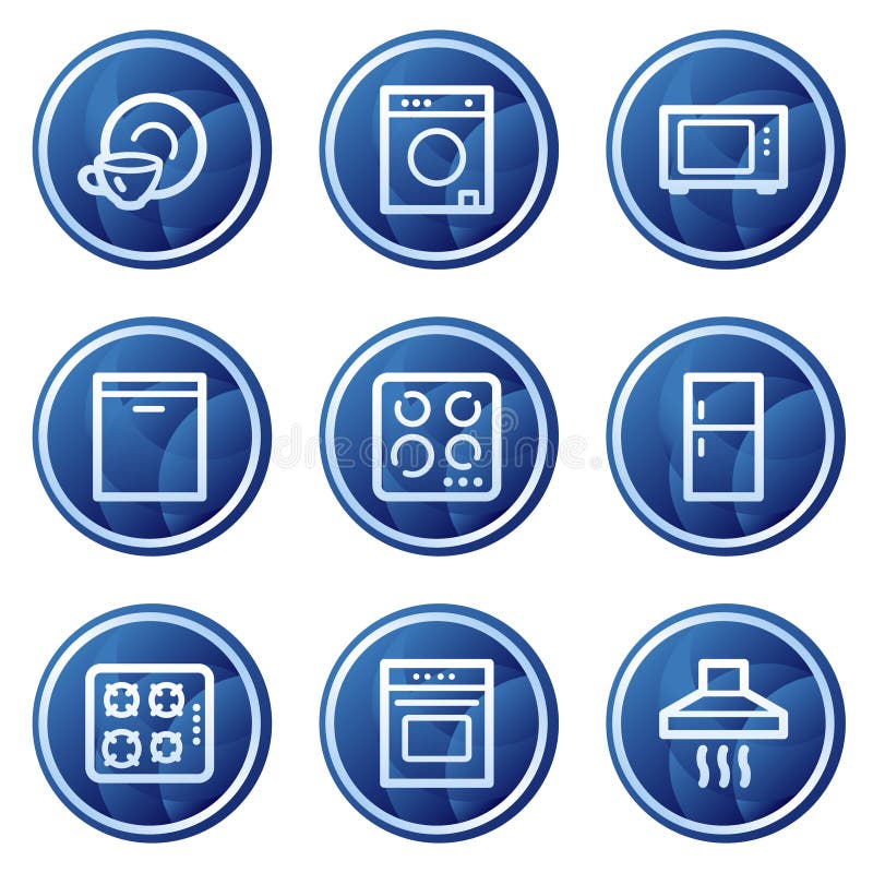 Home Appliances Web Icons, Blue Circle Buttons Stock Illustration ...
