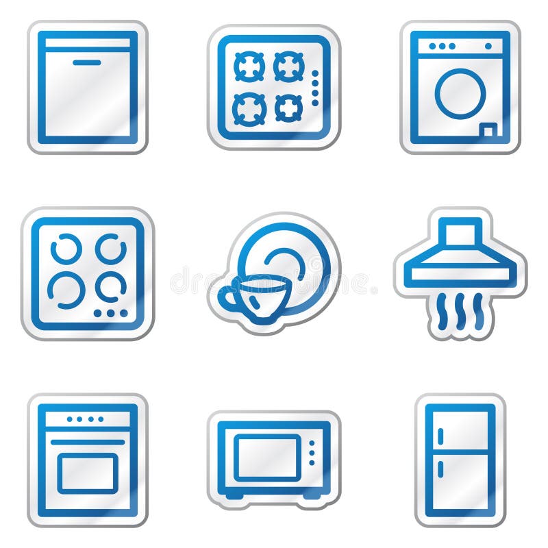 Home Appliances Web Icons, Blue Contour Sticker Stock Vector ...