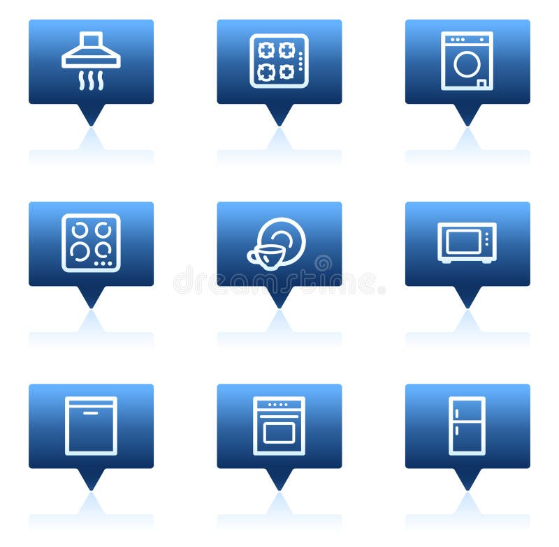 Home Appliances Icons on Blue Buttons. Stock Vector - Illustration of ...