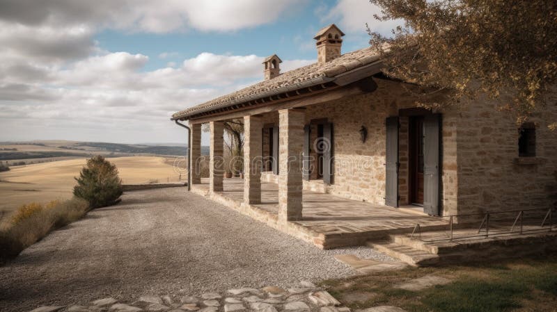 Home Architecture Design in Ranch Style with Courtyard Stock ...