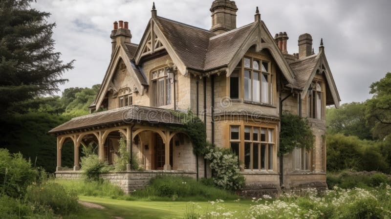 Home Architecture Design in Tudor Style with Half-timbering Stock ...