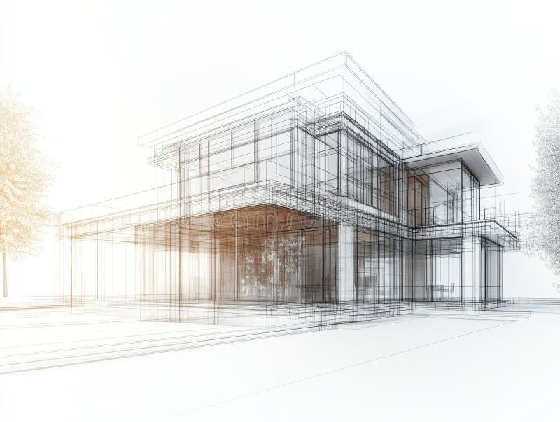 Home Architecture Exterior Renovation Services with Realistic Wireframe ...