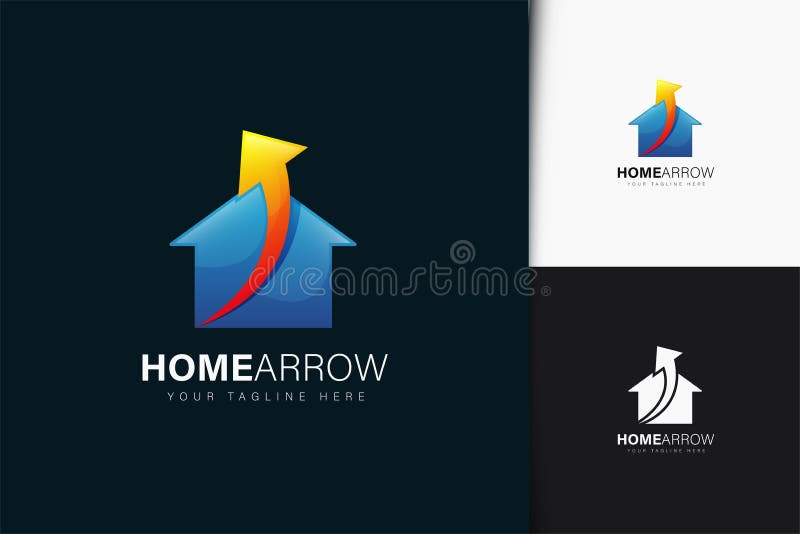 Home Arrow Logo Design with Gradient Stock Vector - Illustration of ...