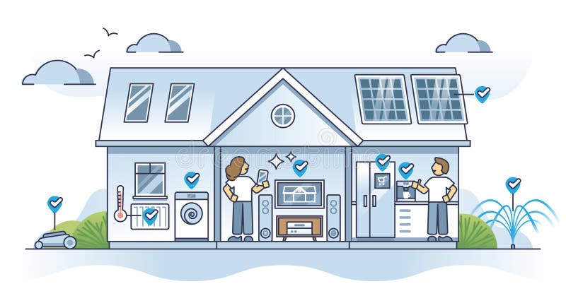 Home Automation and Smart Wireless IoT House Appliances Outline Concept ...