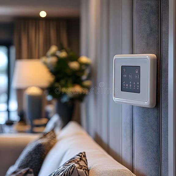 Home Automation System with Touchscreen Control Panel - Realistic Image ...