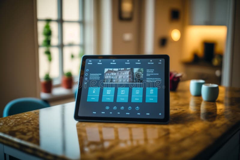 Home Automation, Tablet App Home Control, Closeup, Blurred Home ...